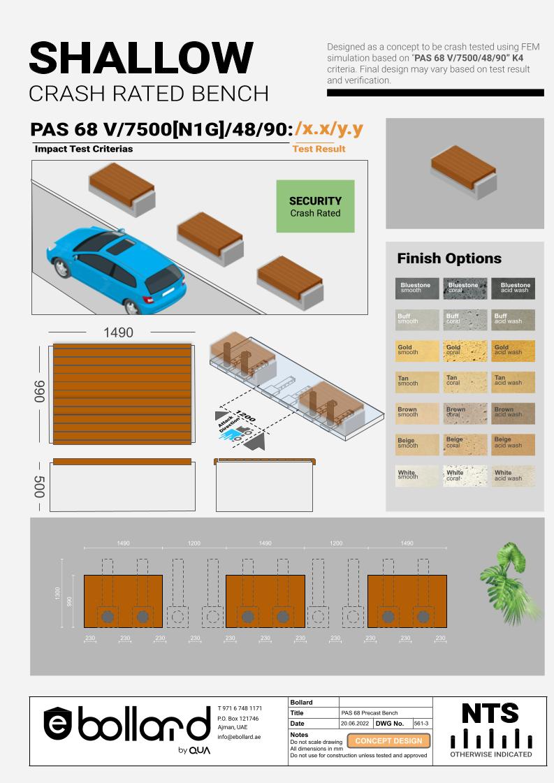 HVM K4 Crash Rated Shalllow Concrete Bench Drawing | HVM Crash Rated ...